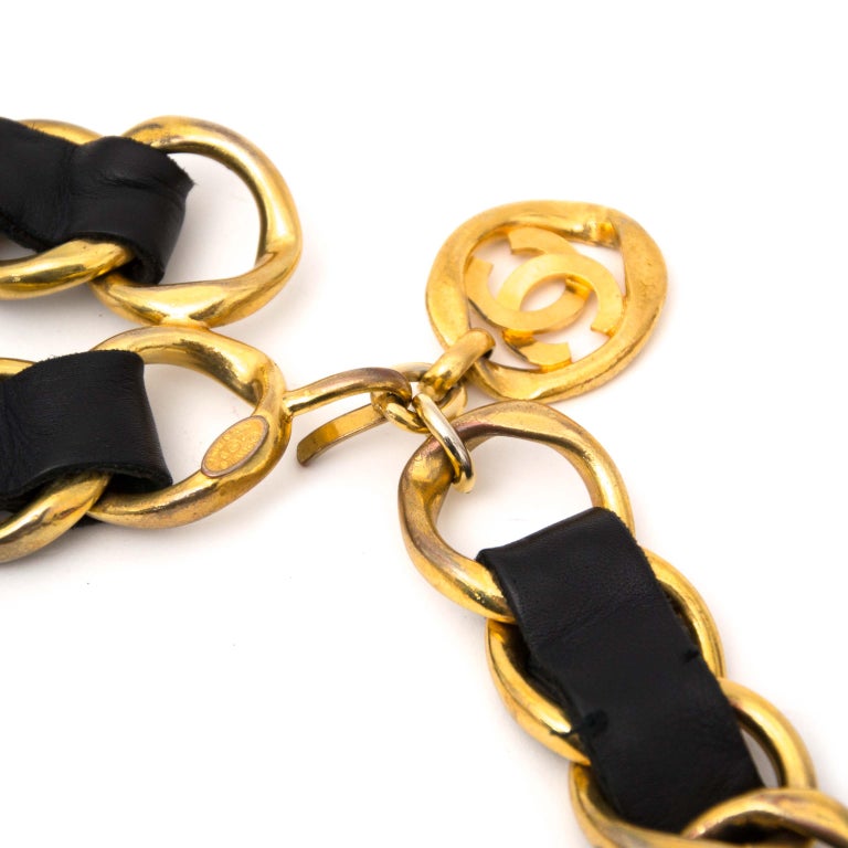 Chanel Black Vintage Leather Weave Swag Belt at 1stDibs