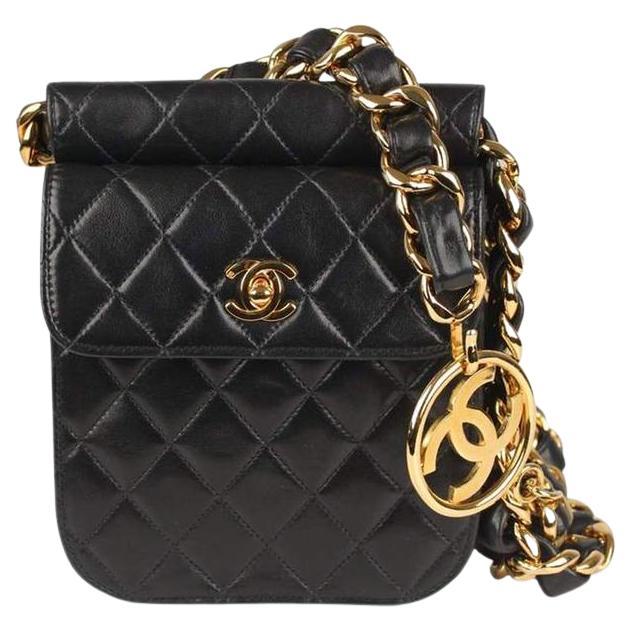 Chanel Black Waist Belt Runway Fanny Pack For Sale at 1stDibs