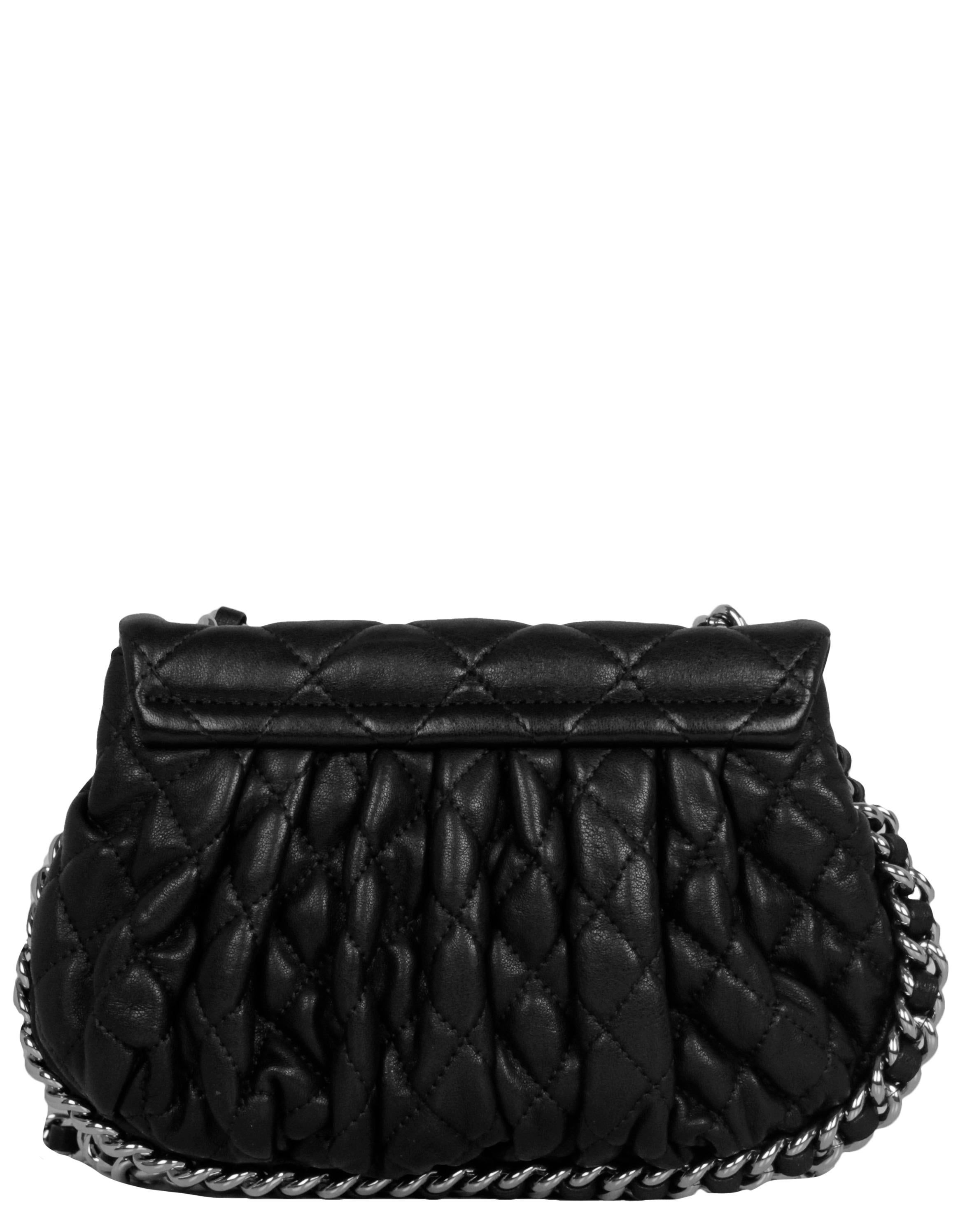 Chanel Black Washed Lambskin Quilted Mini Chain Around Flap Bag For ...