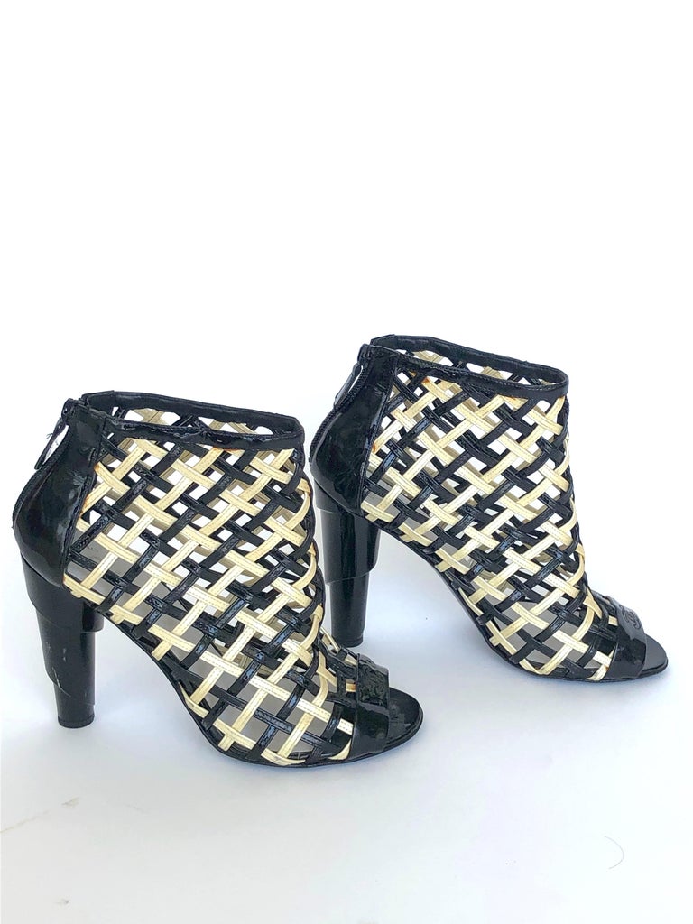 Chanel Black and White bootie For Sale at 1stDibs | chanel booties