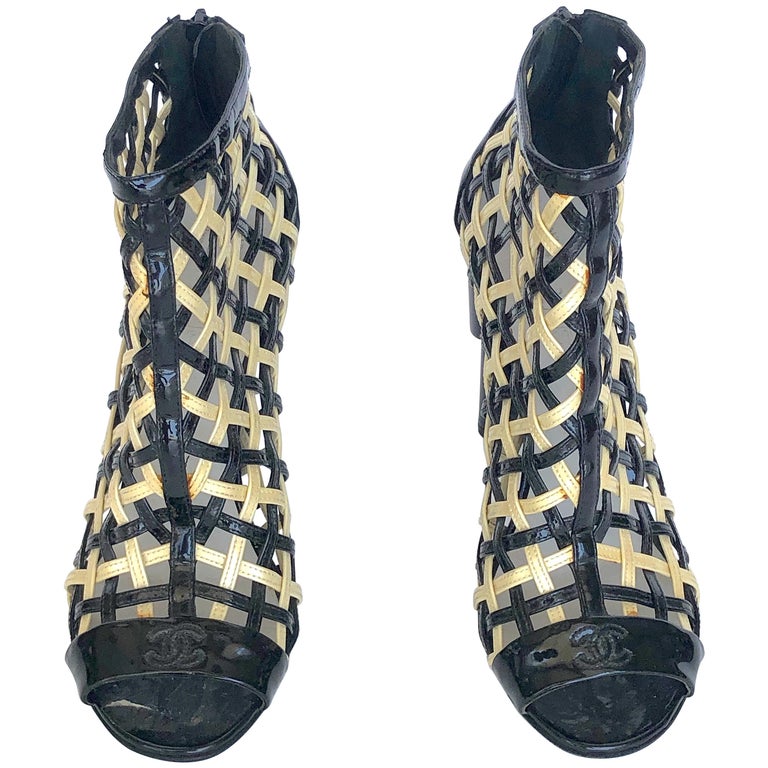 Chanel Black and White bootie For Sale at 1stDibs | chanel booties