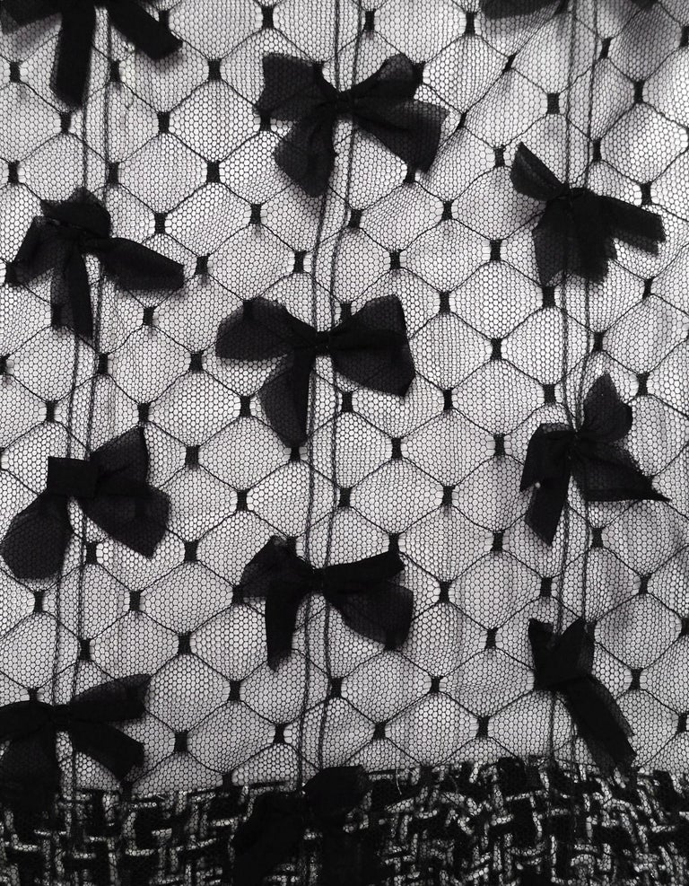 Chanel Black and White Tweed Dress w/ Mesh Overlay at 1stDibs