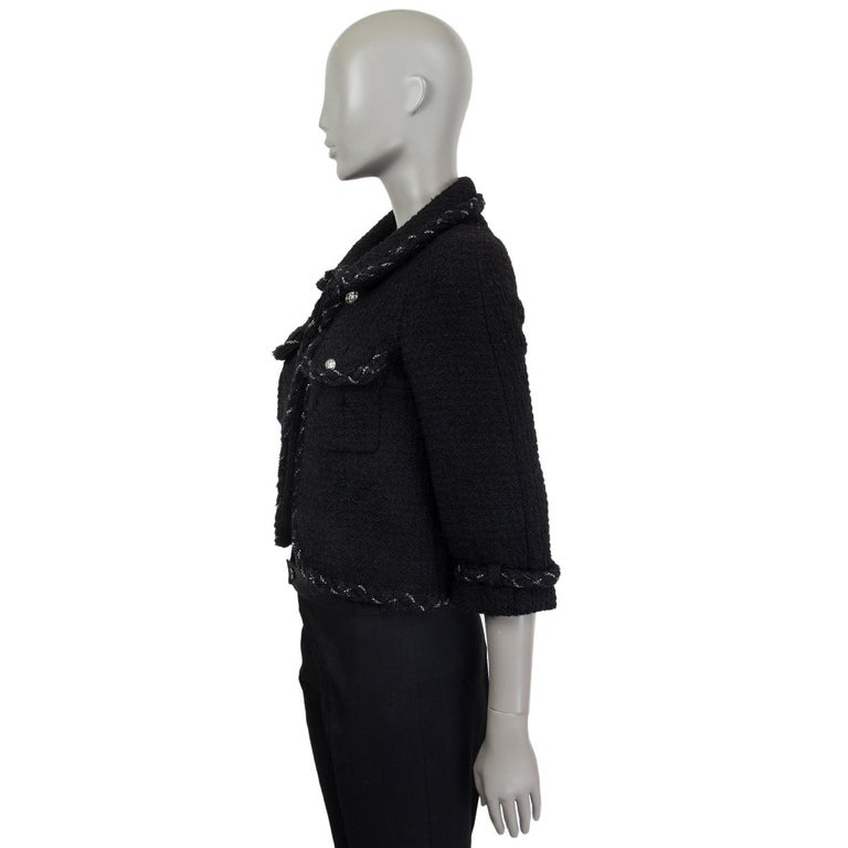 CHANEL black wool CHAIN BRAID TRIM Blazer Jacket 36 XS at 1stDibs