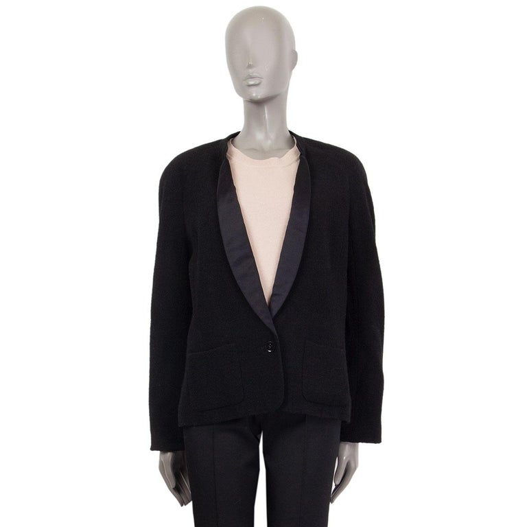 CHANEL black wool TUXEDO Blazer Jacket 46 XL For Sale at 1stDibs