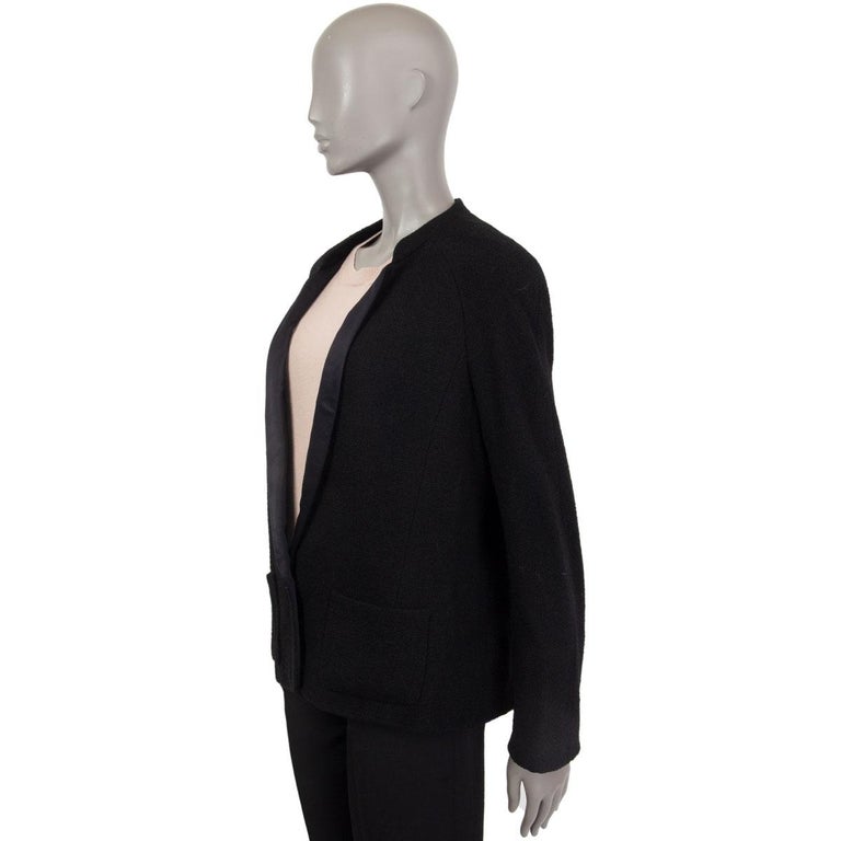 CHANEL black wool TUXEDO Blazer Jacket 46 XL For Sale at 1stDibs