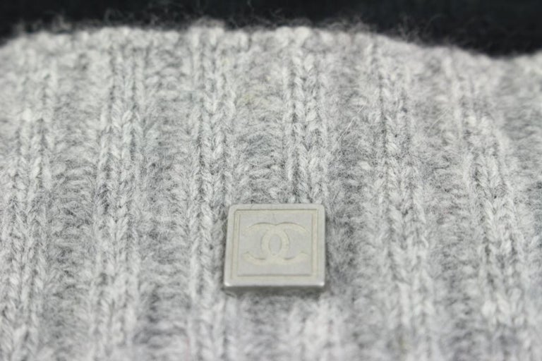 Chanel Black x Grey Cashmere CC Logo Beanie Skull Cap Ski Hat 53ck325s ...