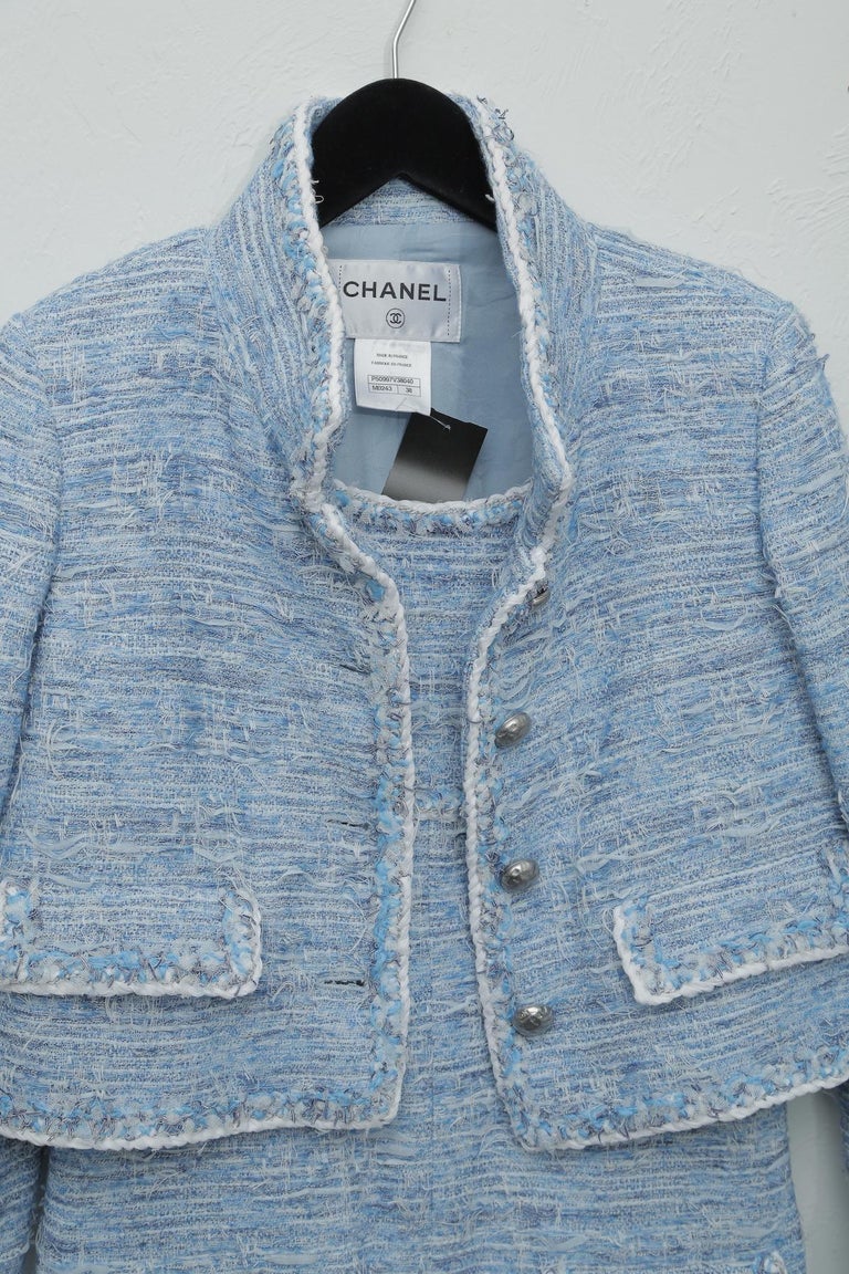 Chanel Blue Baby Tweed with Matching Jacket Cocktail Dress at 1stDibs ...