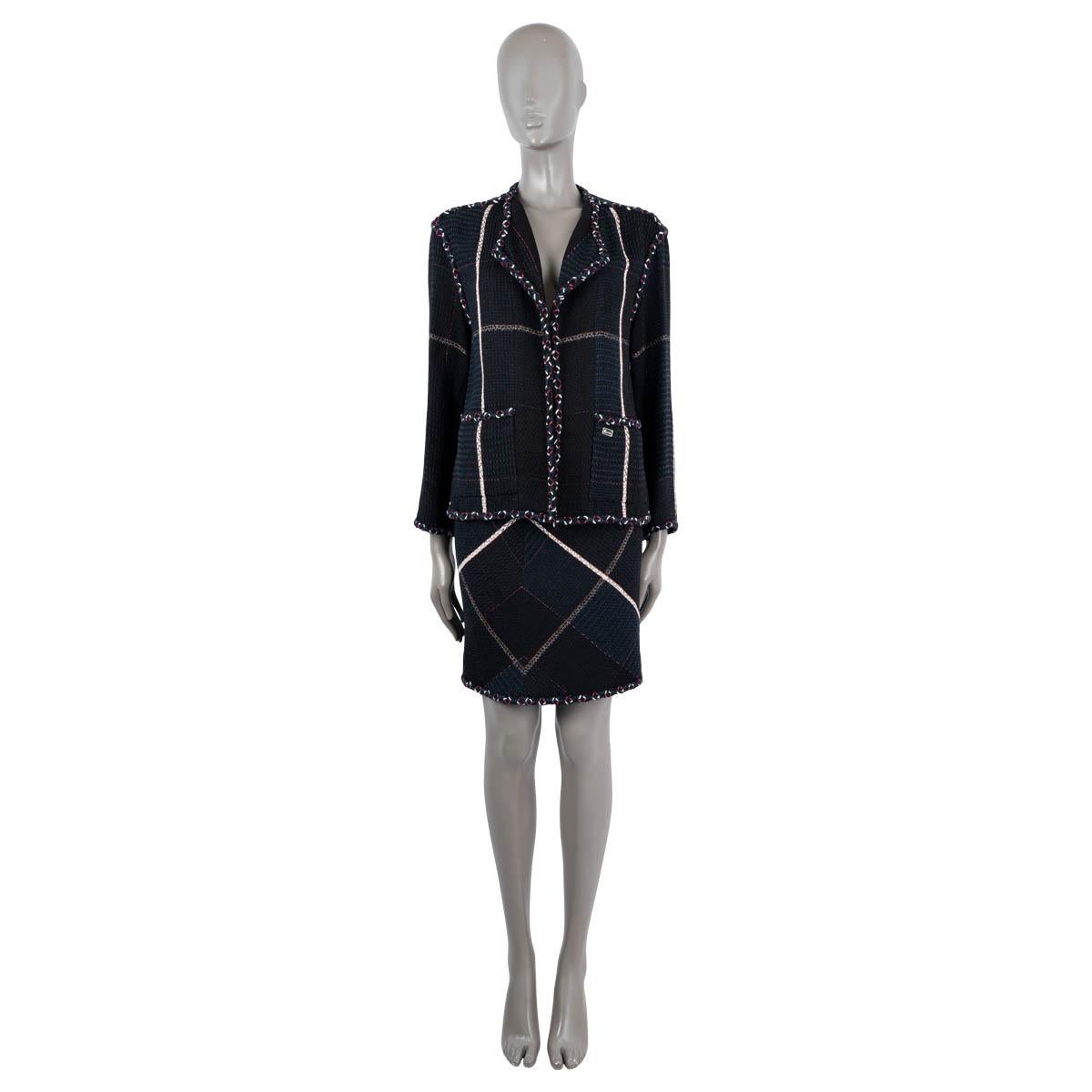 CHANEL blue and black cotton 2007 07C BRAID TRIM TWEED Jacket 38 S For ...