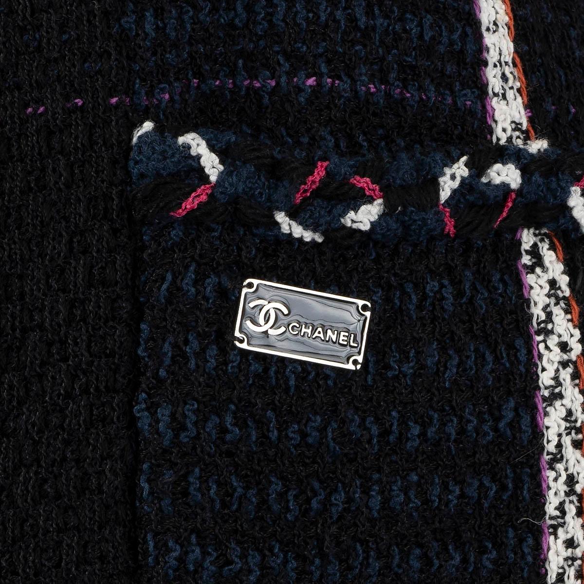 CHANEL blue and black cotton 2007 07C BRAID TRIM TWEED Jacket 38 S For ...