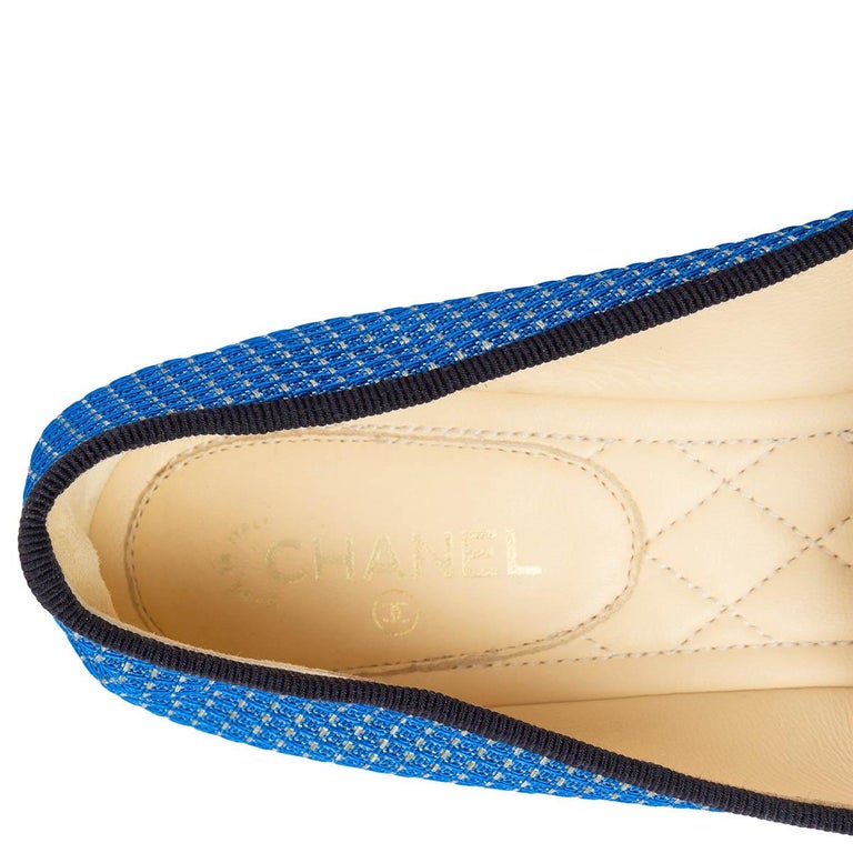 CHANEL blue canvas Ballet Flats Shoes 38 For Sale at 1stDibs