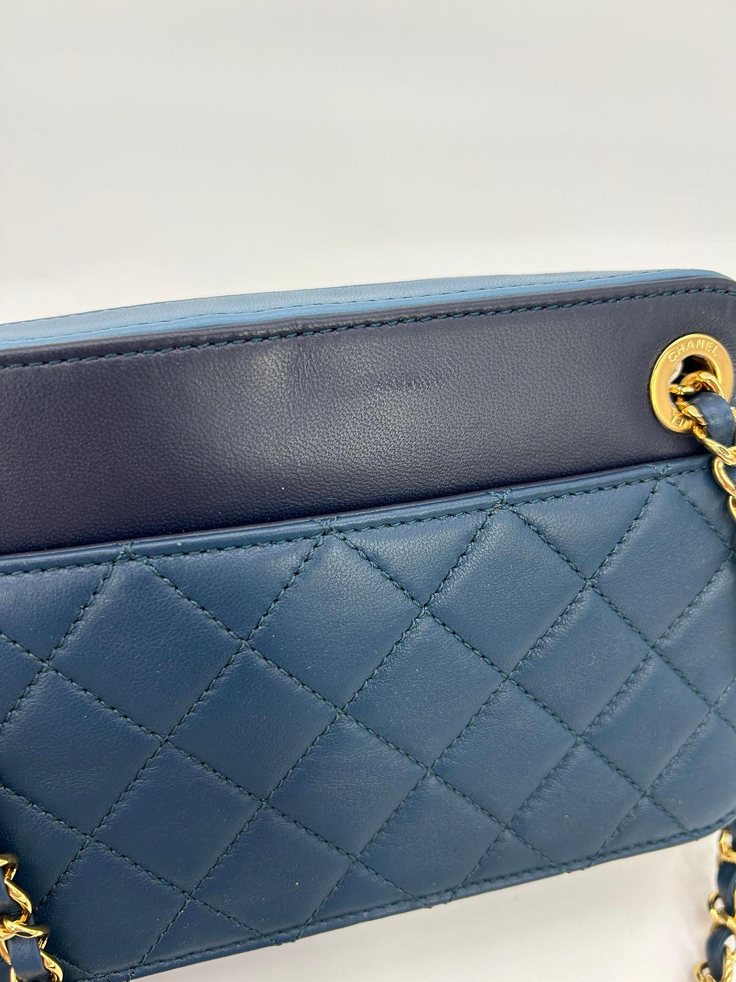 Chanel Blue Color Block Camera Case NWT For Sale at 1stDibs