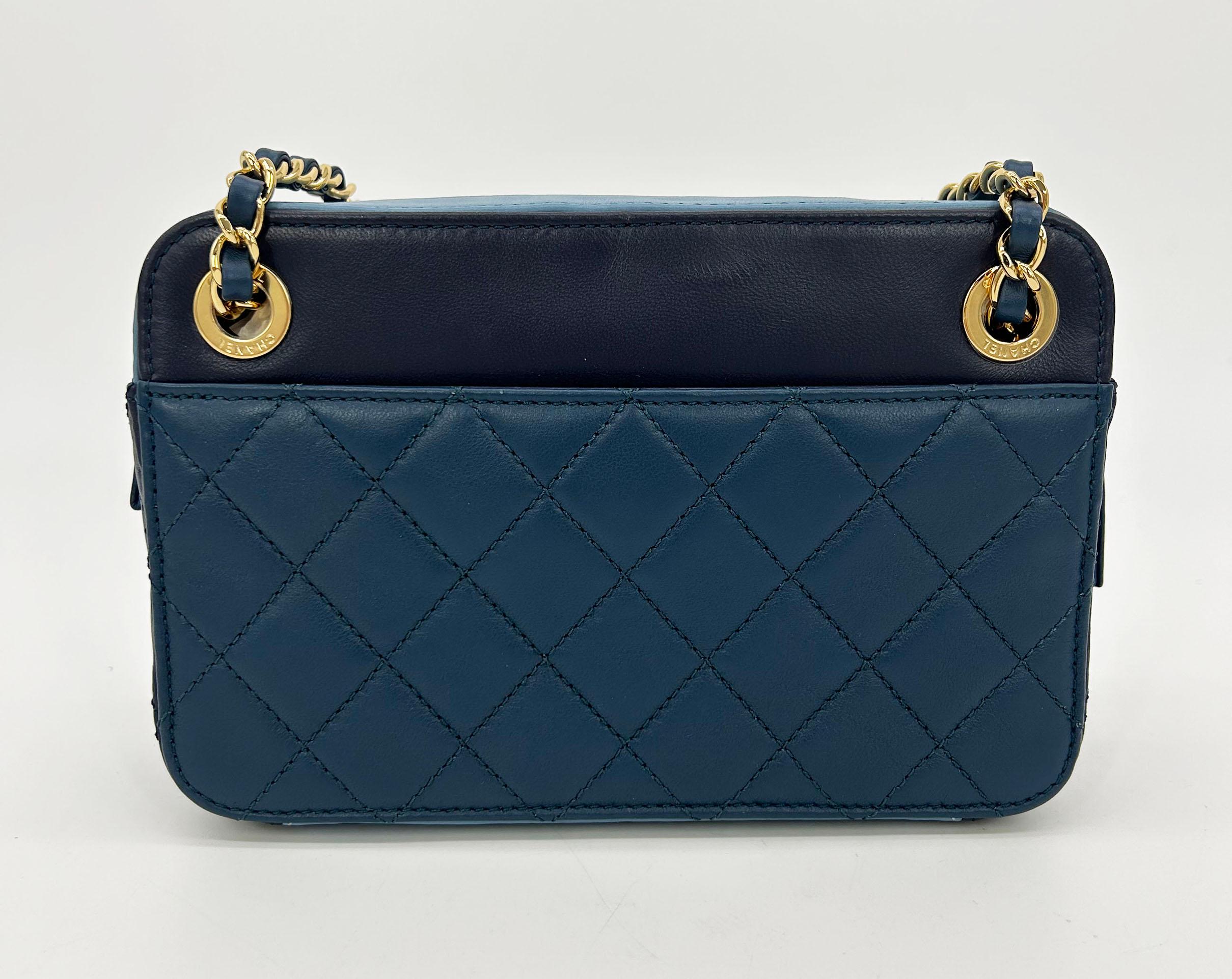 Chanel Blue Color Block Camera Case NWT For Sale at 1stDibs