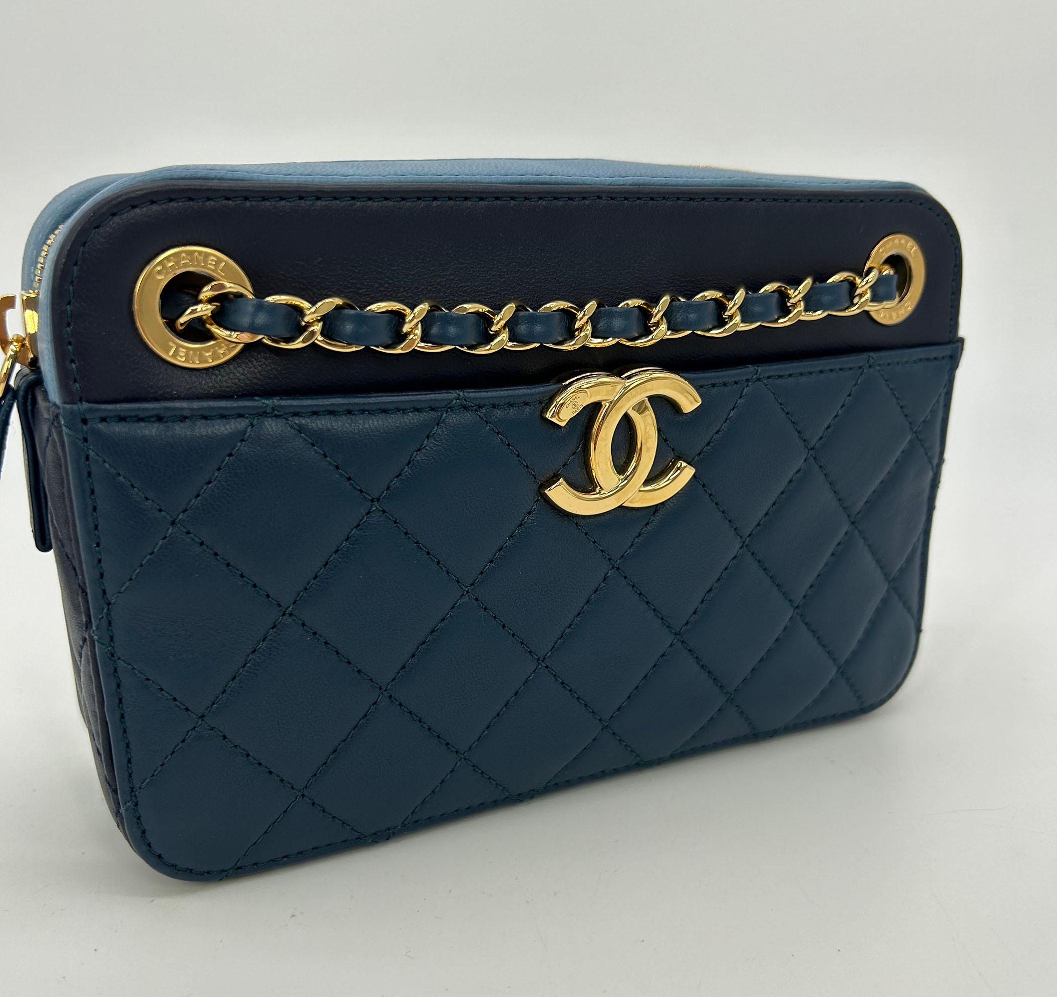 Chanel Blue Color Block Camera Case NWT For Sale at 1stDibs