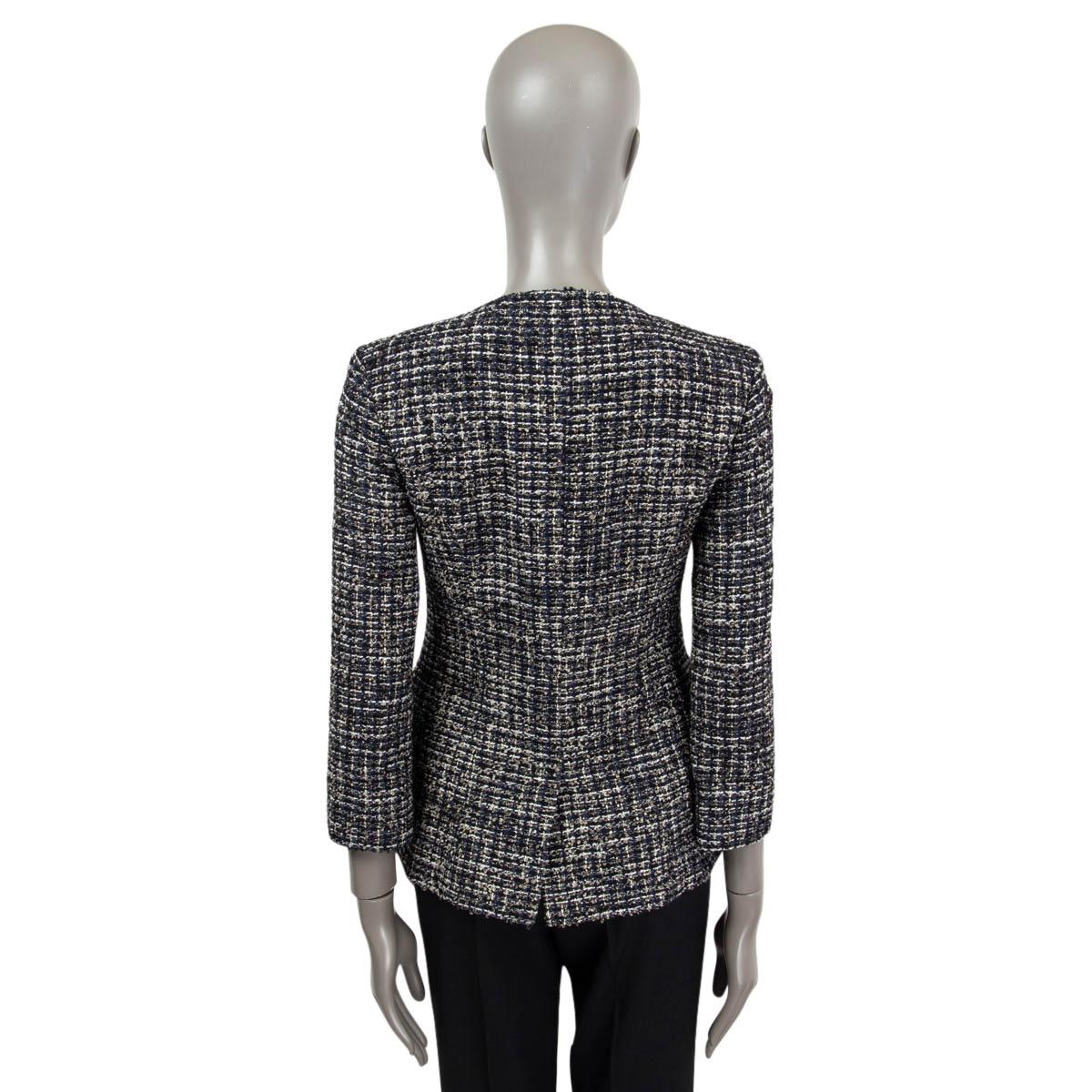 CHANEL blue cotton 2012 12K COLLARLESS TWEED Jacket 36 XS For Sale at ...