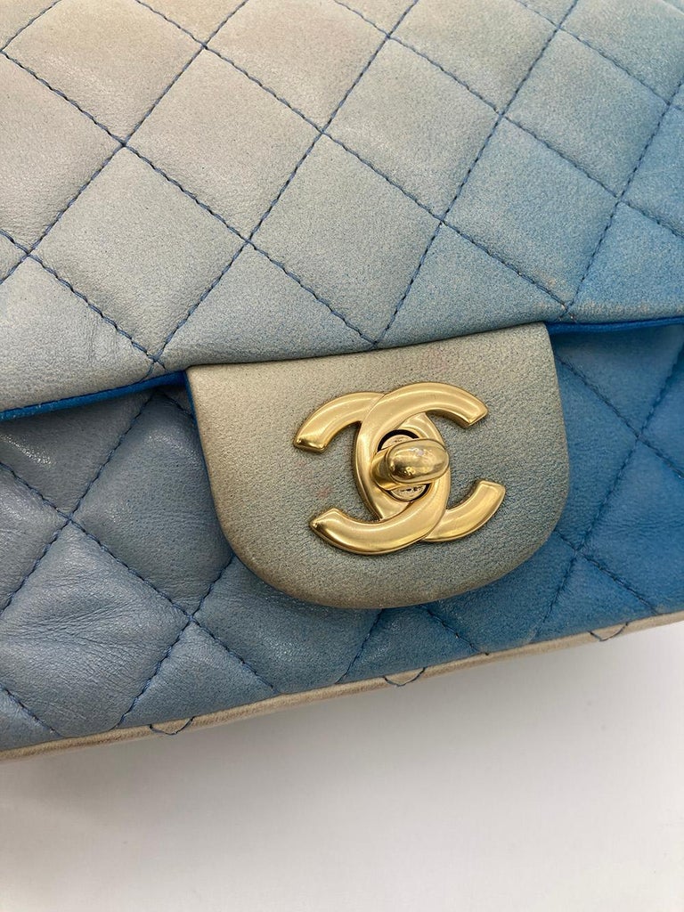 Chanel Blue Degrade Mini Square Classic Flap For Sale at 1stDibs
