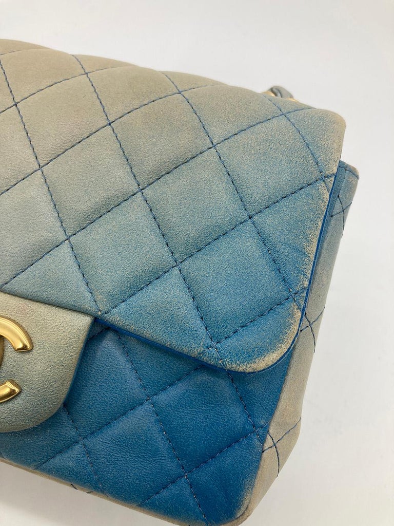 Chanel Blue Degrade Mini Square Classic Flap For Sale at 1stDibs