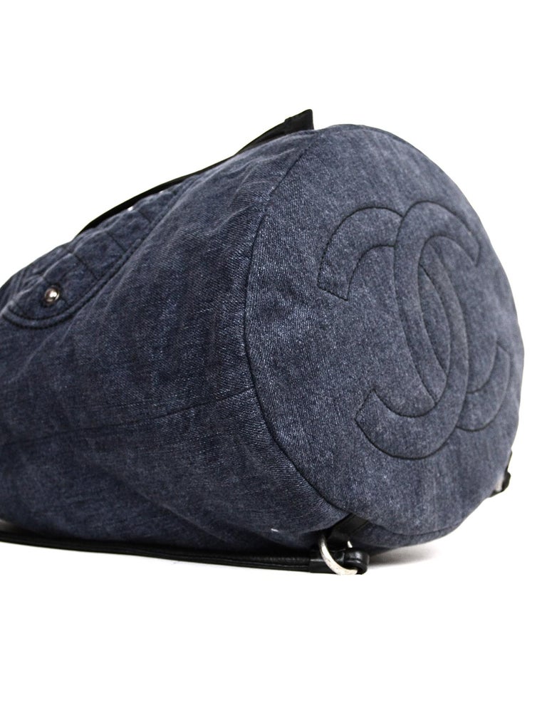Chanel Blue Denim 2017 Drawstring Convertible Backpack Bucket Bag For ...