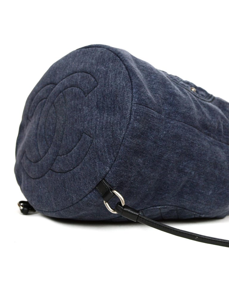 Chanel Blue Denim 2017 Drawstring Convertible Backpack Bucket Bag For ...