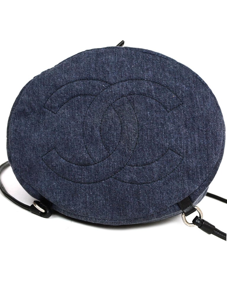 Chanel Blue Denim 2017 Drawstring Convertible Backpack Bucket Bag For ...