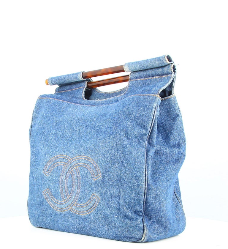Chanel Blue Denim Handbag For Sale at 1stDibs