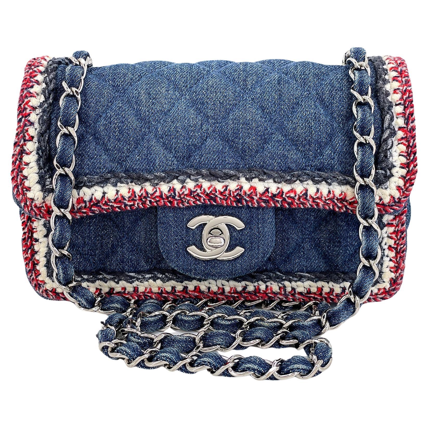 Chanel Blue Denim Tweed-Framed Rectangular Mini Flap Bag SHW 68189 For ...