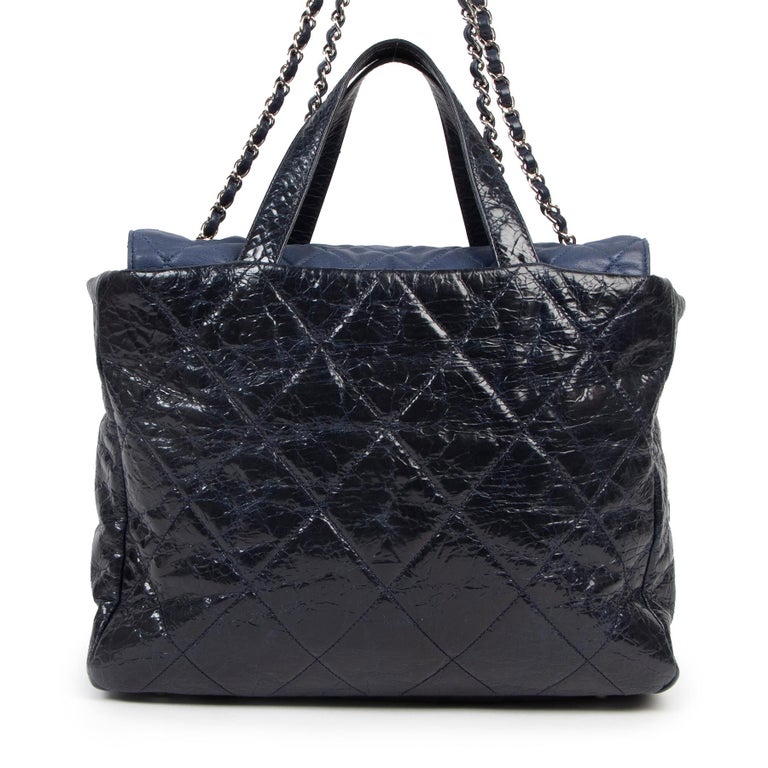 Chanel Blue Distressed Leather Tote Bag at 1stDibs | chanel distressed ...