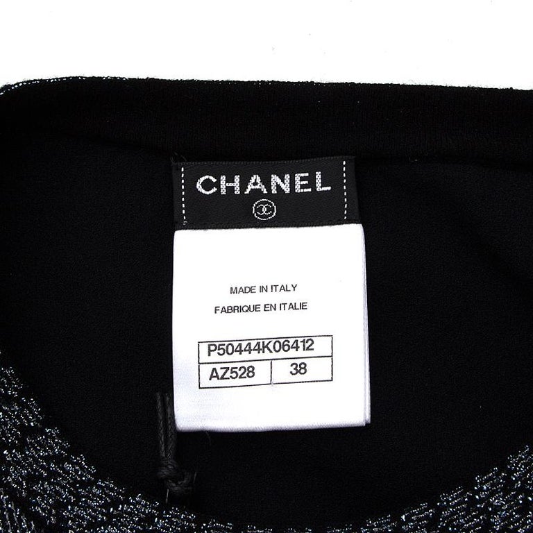 CHANEL blue and grey rayon LUREX Crewneck Sweater 38 S at 1stDibs ...