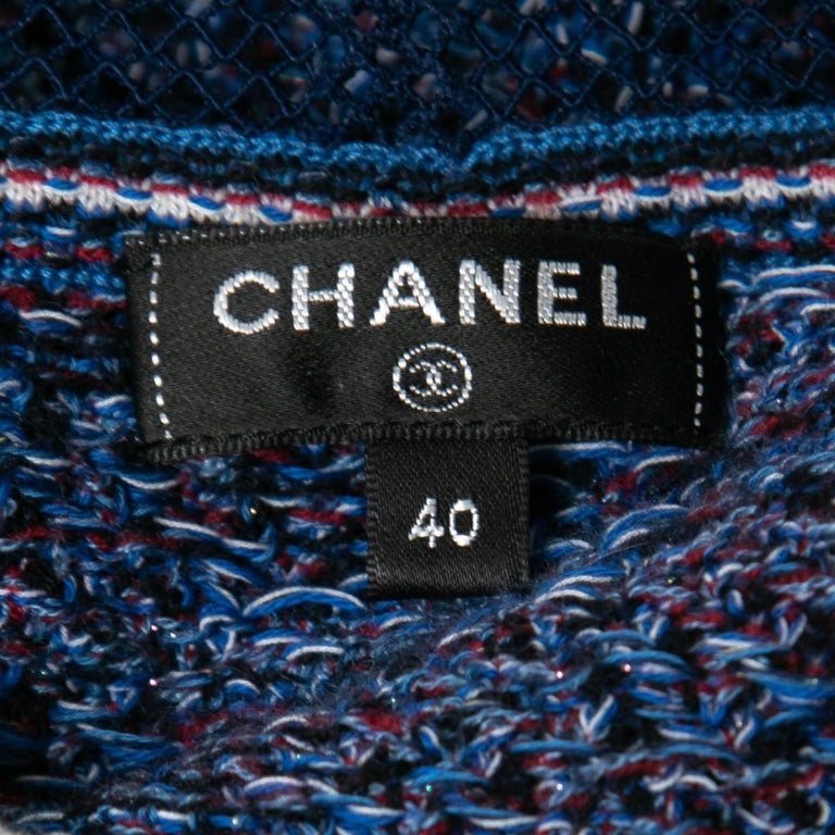 Chanel Blue Knit Top M For Sale at 1stDibs