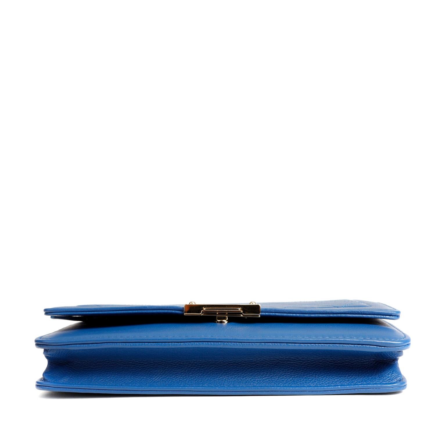 Chanel Blue Lambskin WOC Wallet on a Chain For Sale at 1stDibs