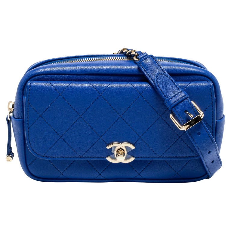 Chanel Blue Leather CC Flap Belt Bag For Sale at 1stDibs