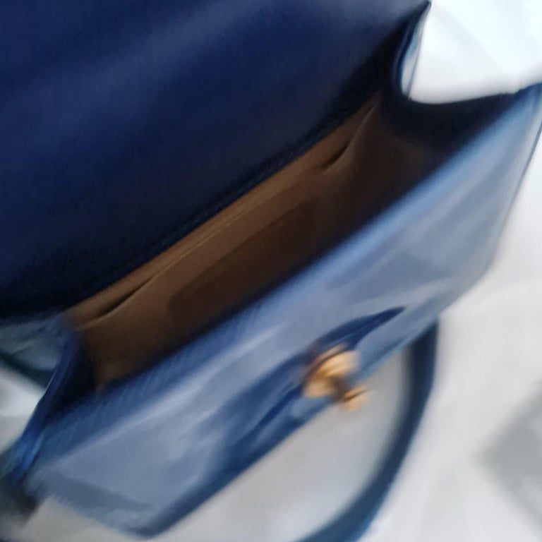 Chanel Blue Patent Quilted Mini Crossbody Boy Bag For Sale at 1stDibs