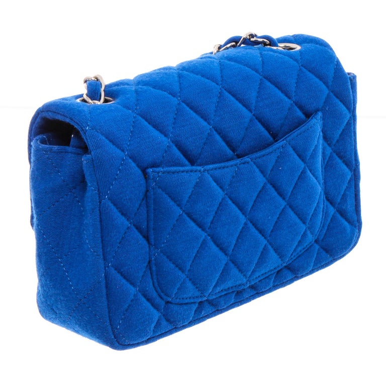Chanel Blue Quilted Jersey Small Flap Shoulder Bag at 1stDibs