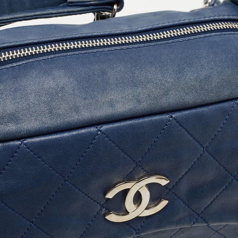 Chanel Blue Quilted Leather CC Front Pocket Bag For Sale at 1stDibs