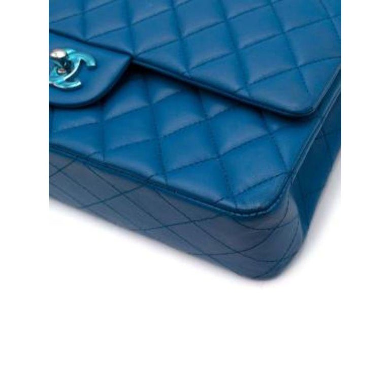 Chanel Blue Quilted Leather Classic Double Flap For Sale at 1stDibs