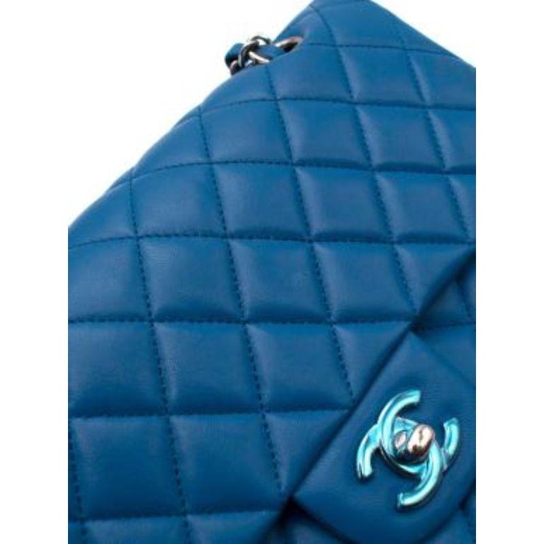 Chanel Blue Quilted Leather Classic Double Flap For Sale at 1stDibs