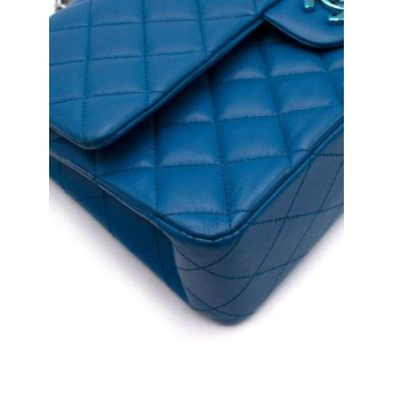 Chanel Blue Quilted Leather Classic Double Flap For Sale at 1stDibs