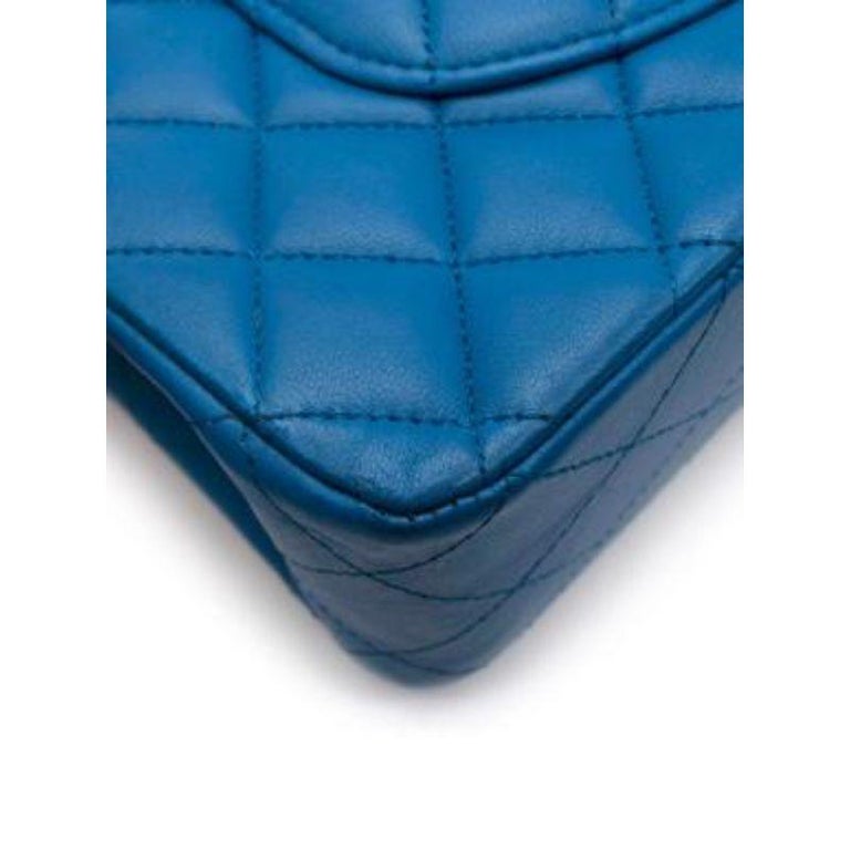 Chanel Blue Quilted Leather Classic Double Flap For Sale at 1stDibs