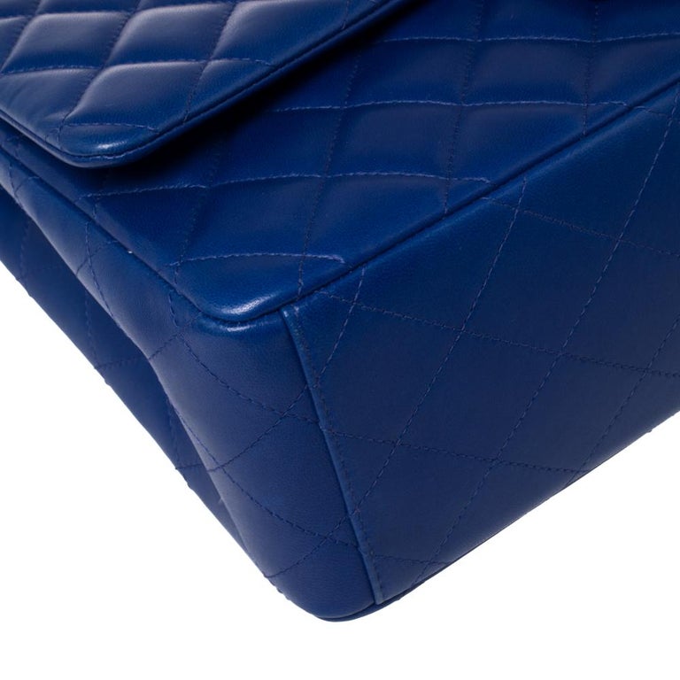 Chanel Blue Quilted Leather Maxi Classic Double Flap Bag at 1stDibs