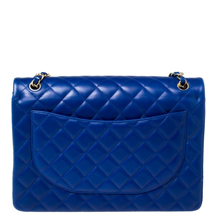Chanel Blue Quilted Leather Maxi Classic Double Flap Bag at 1stDibs