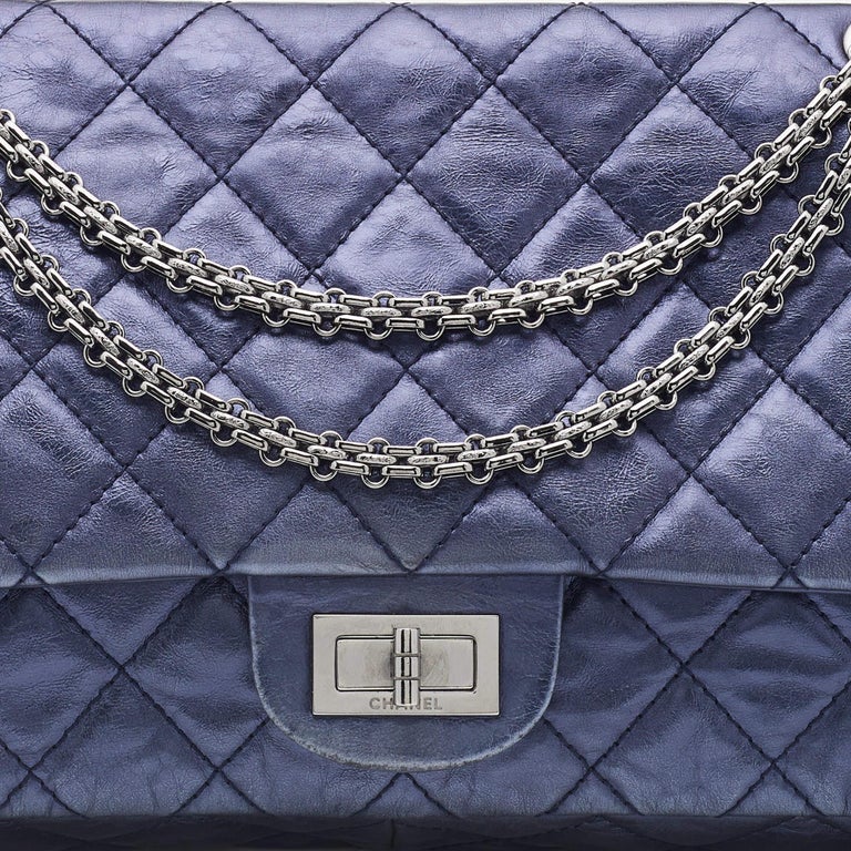 Chanel Blue Quilted Leather Reissue 2.55 Classic 227 Bag For Sale at ...