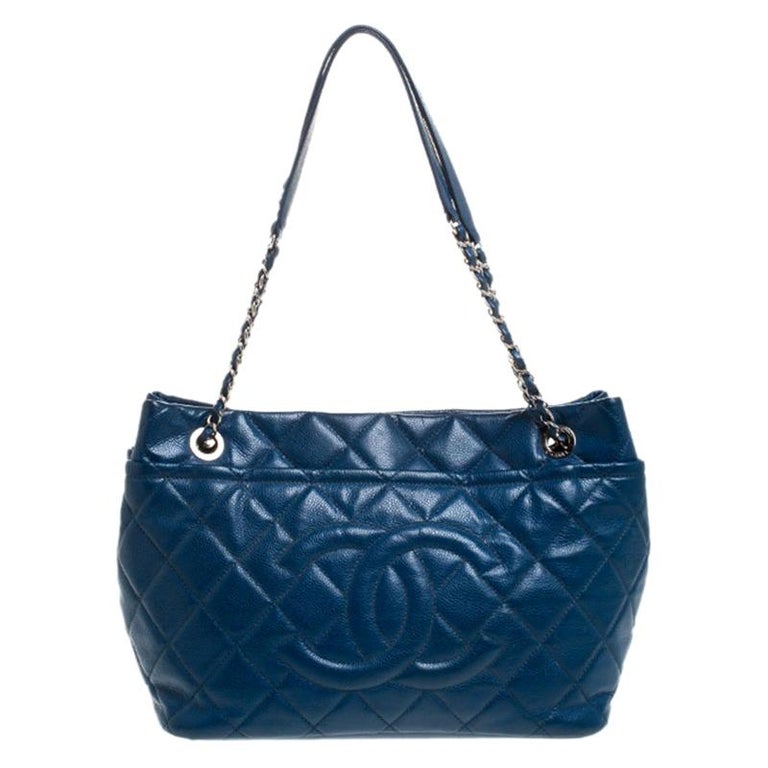 Chanel Blue Quilted Leather Timeless CC Shopper Tote For Sale at ...