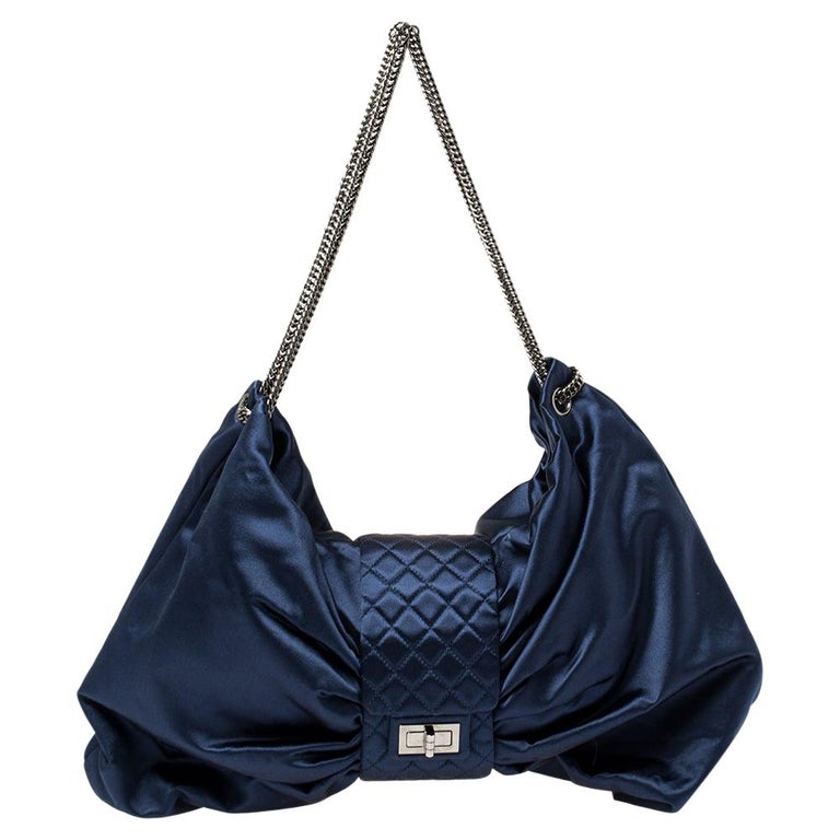 Chanel Blue Satin 2.55 Reissue Ribbon Shoulder Bag at 1stDibs