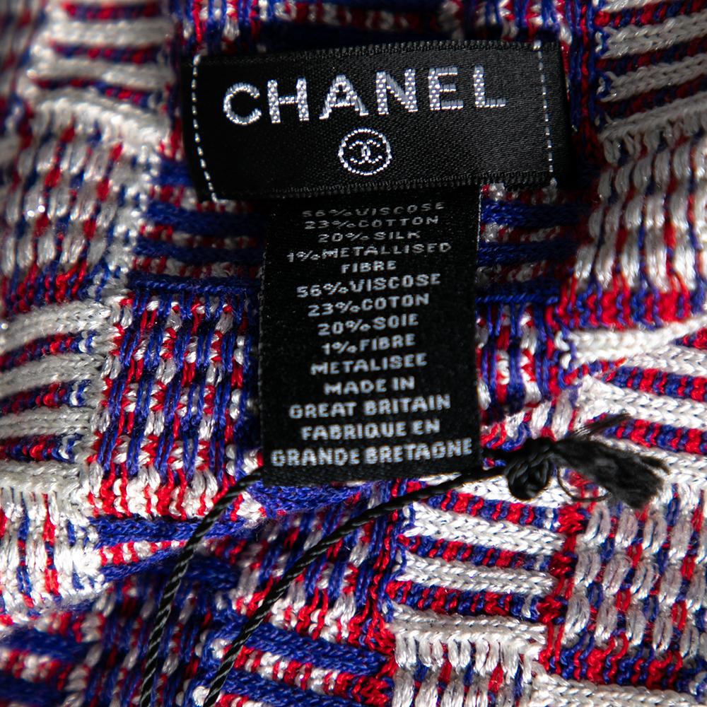 Chanel Blue Striped Knit Silk Blend Stole For Sale at 1stDibs | stole ...