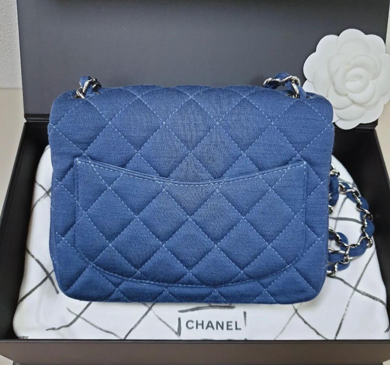Chanel Blue Textile Mini Flap Bag For Sale at 1stDibs