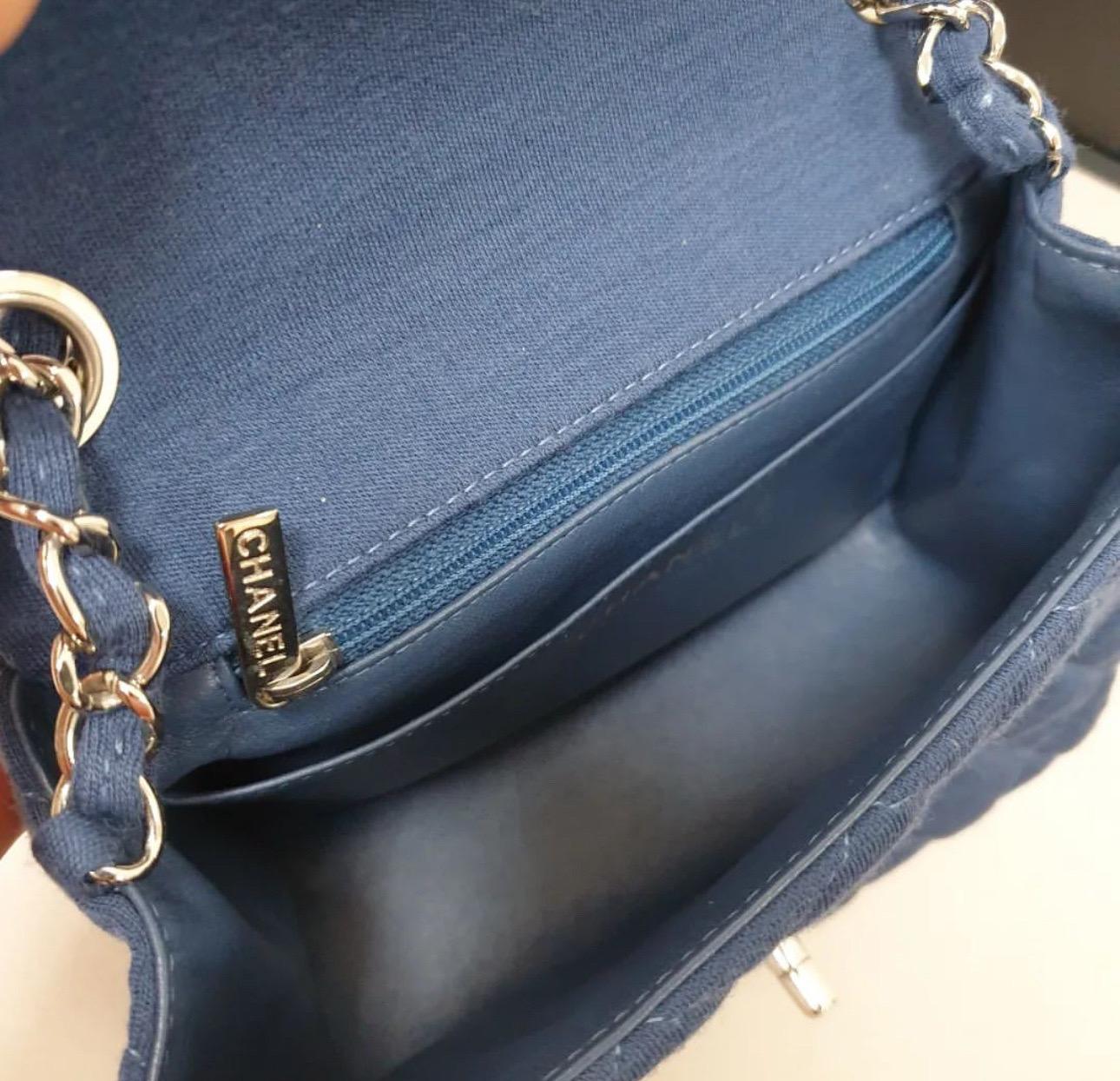 Chanel Blue Textile Mini Flap Bag For Sale at 1stDibs