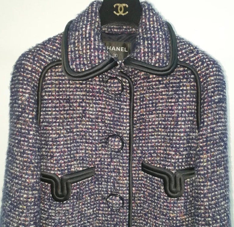 Chanel Blue Tweed Coat For Sale at 1stDibs