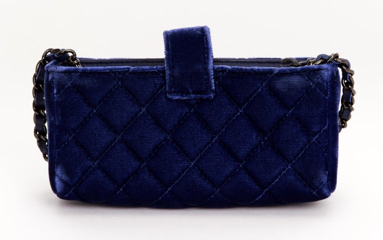 Chanel Blue Velvet Mini Crossbody Bag For Sale at 1stDibs