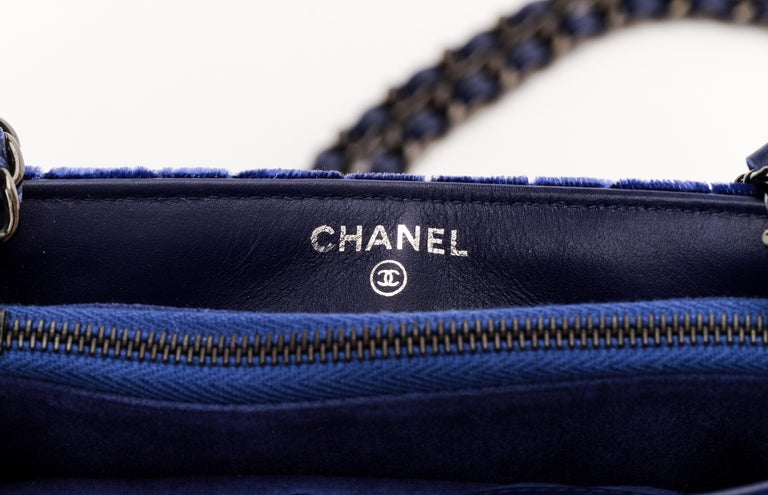 Chanel Blue Velvet Mini Crossbody Bag For Sale at 1stDibs