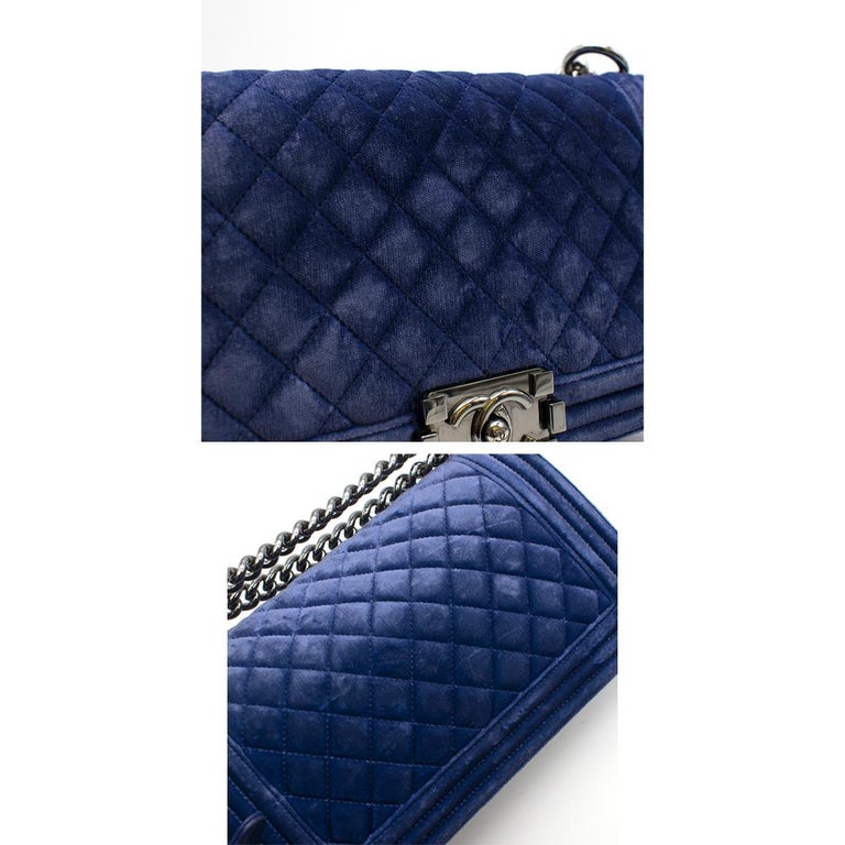 Chanel Blue Velvet Small Boy Bag at 1stDibs