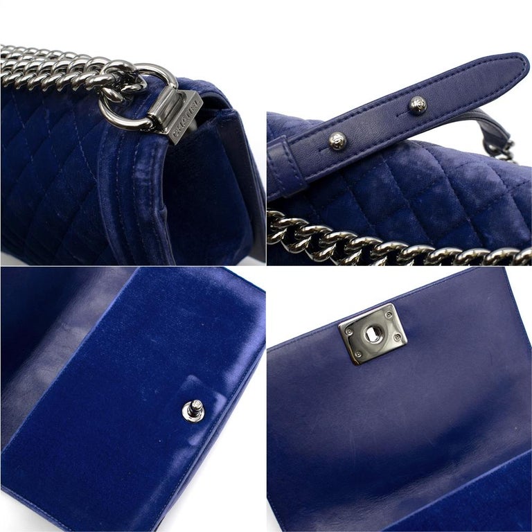 Chanel Blue Velvet Small Boy Bag at 1stDibs
